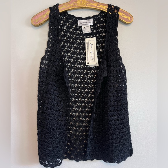 Jackets & Coats | Vintage Black Crochet Vest | Poshmark